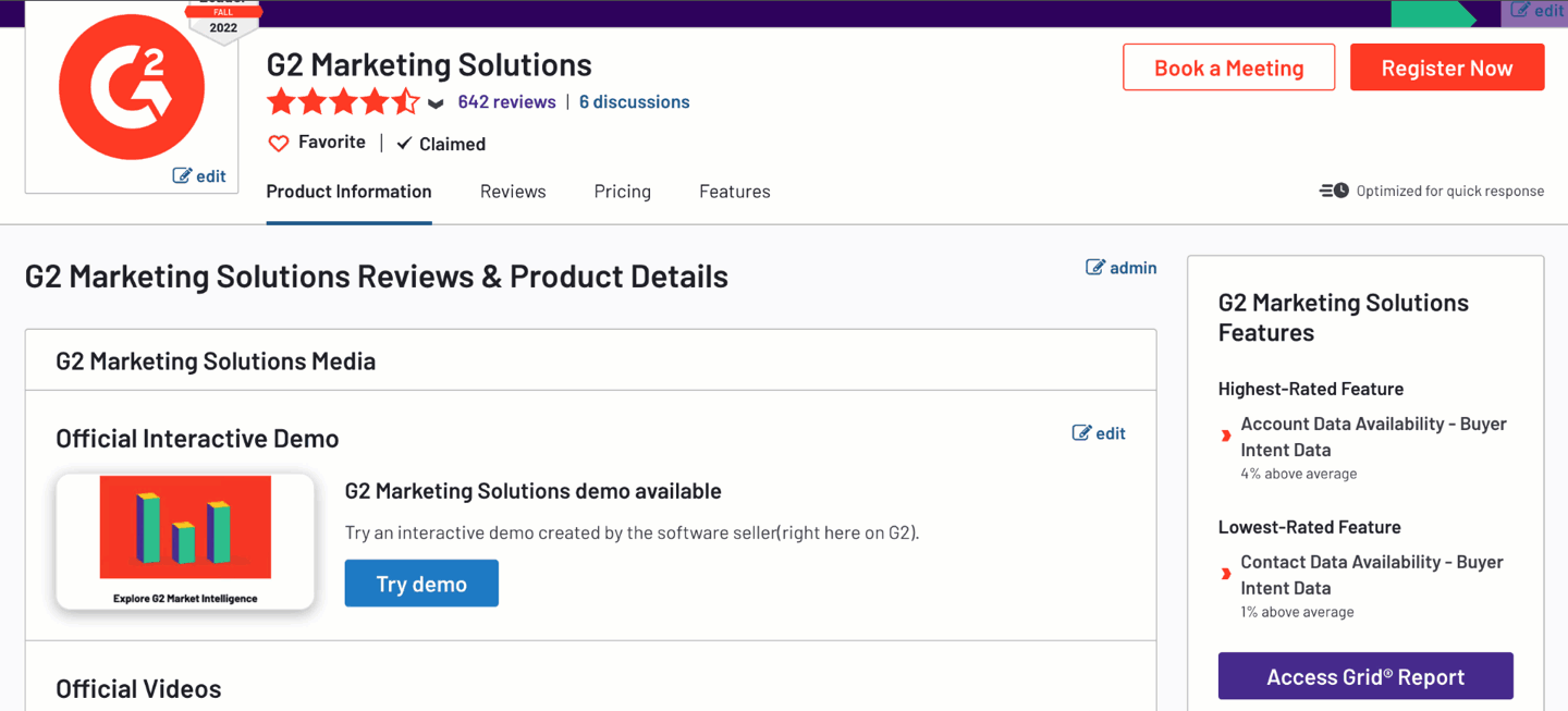 Using Interactive Demos on G2 Profiles
